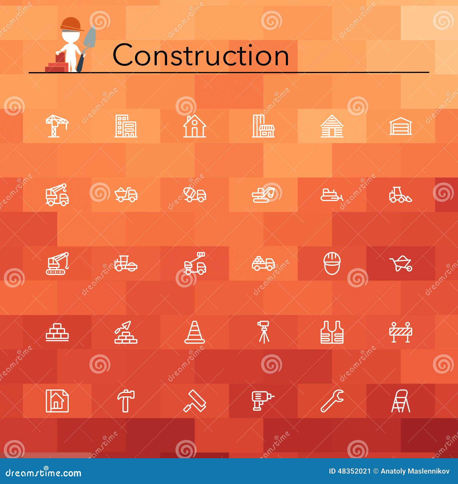 Construction Line Icons stock vector. Illustration of estate - 48352021