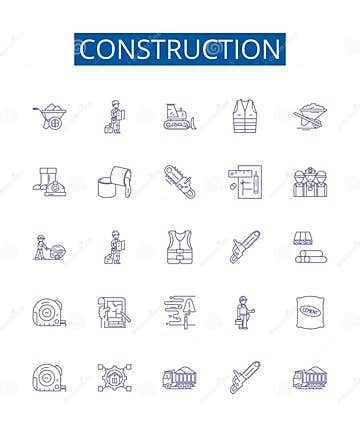 Construction Line Icons Signs Set. Design Collection of Build ...