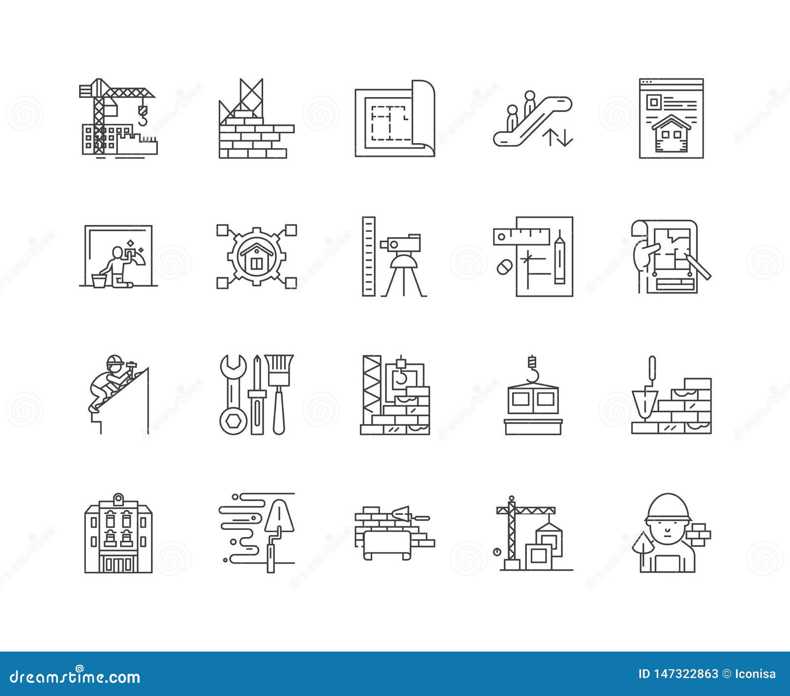 Construction Line Icons, Signs, Vector Set, Outline Illustration ...