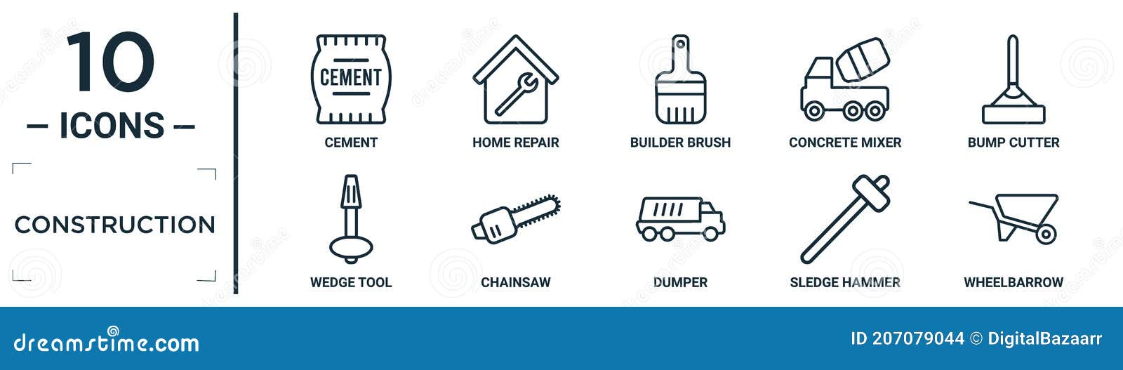 Linear Wedge Tool Icon From Construction Tools Outline Collection. Thin ...