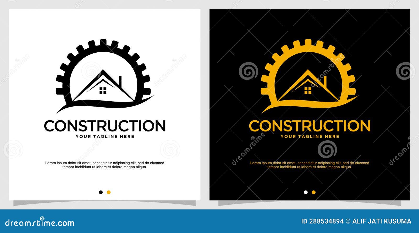 Construction Logo Abstract with Gear Concept Premium Vector Stock Vector - Illustration of ...