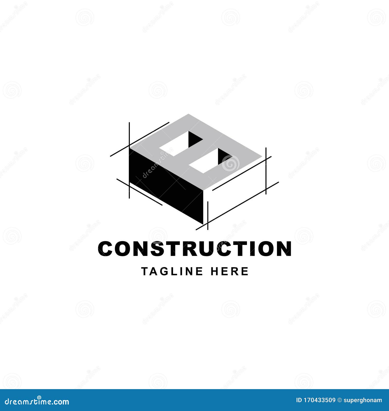 Construction Logo Design with Letter B Shape Icon. Stock Vector ...