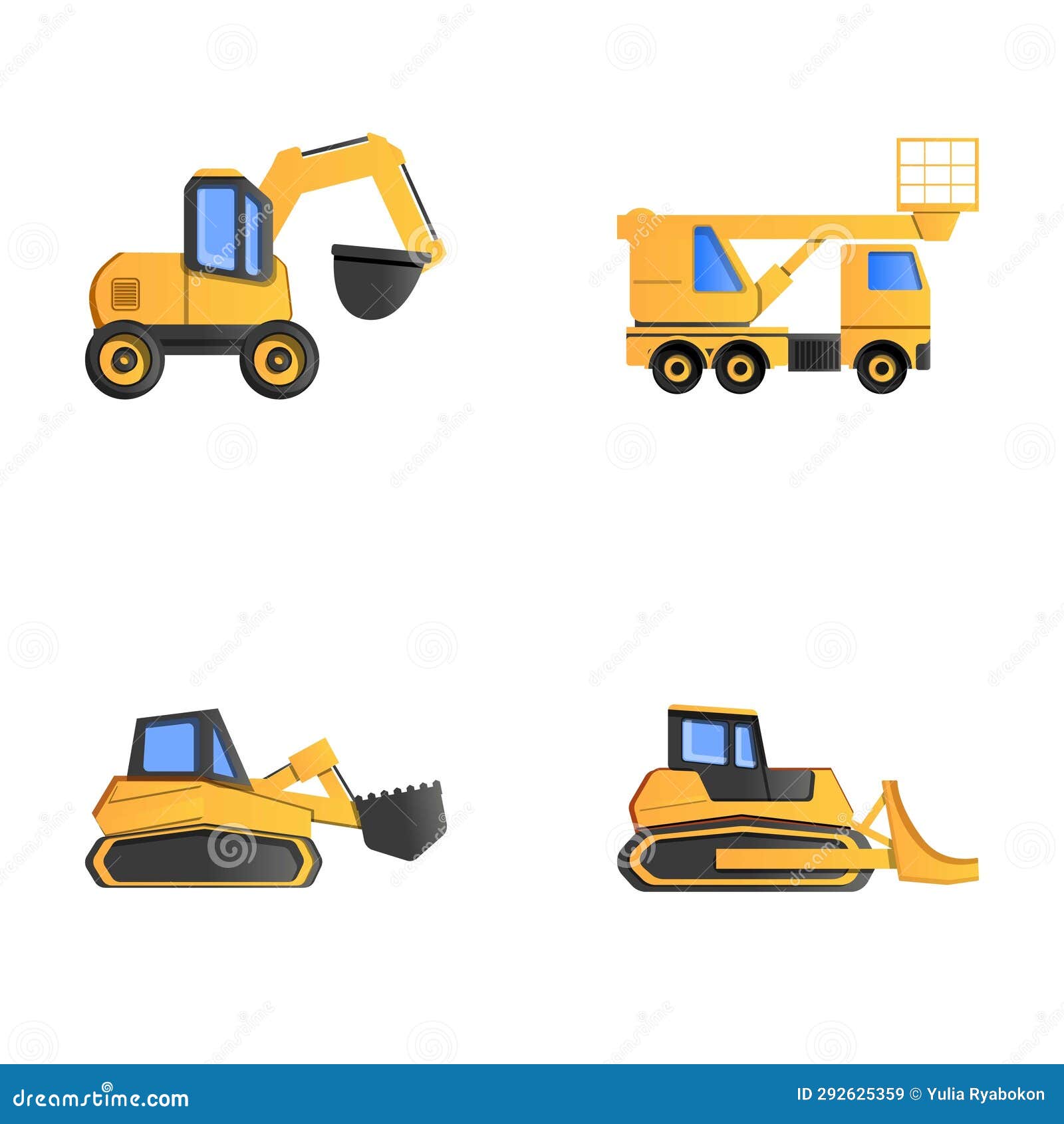 Construction Machine Icons Set Cartoon Vector. Construction Work Stock ...