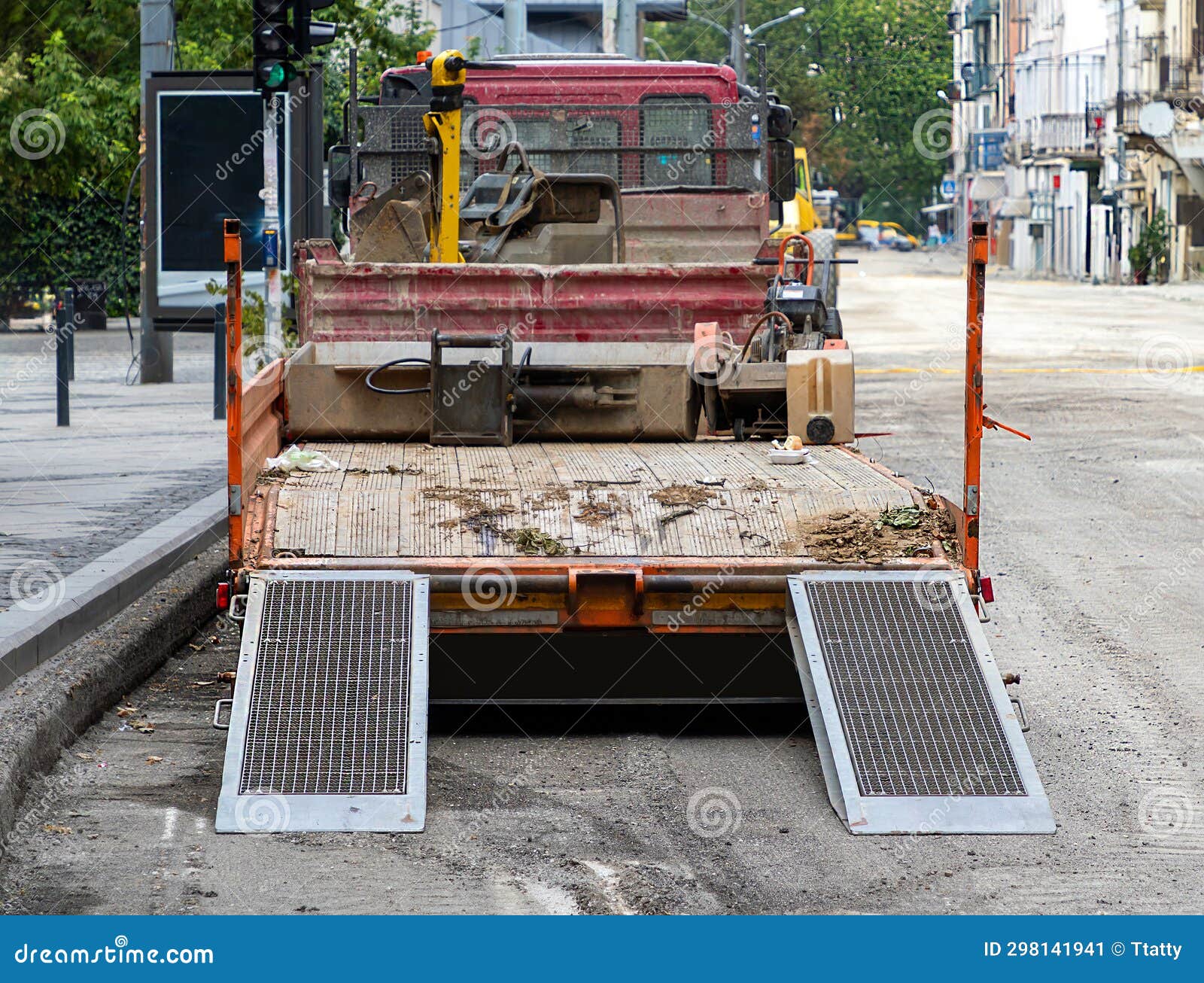 Construction Machine Trailer Stock Image - Image of vehicle, load ...