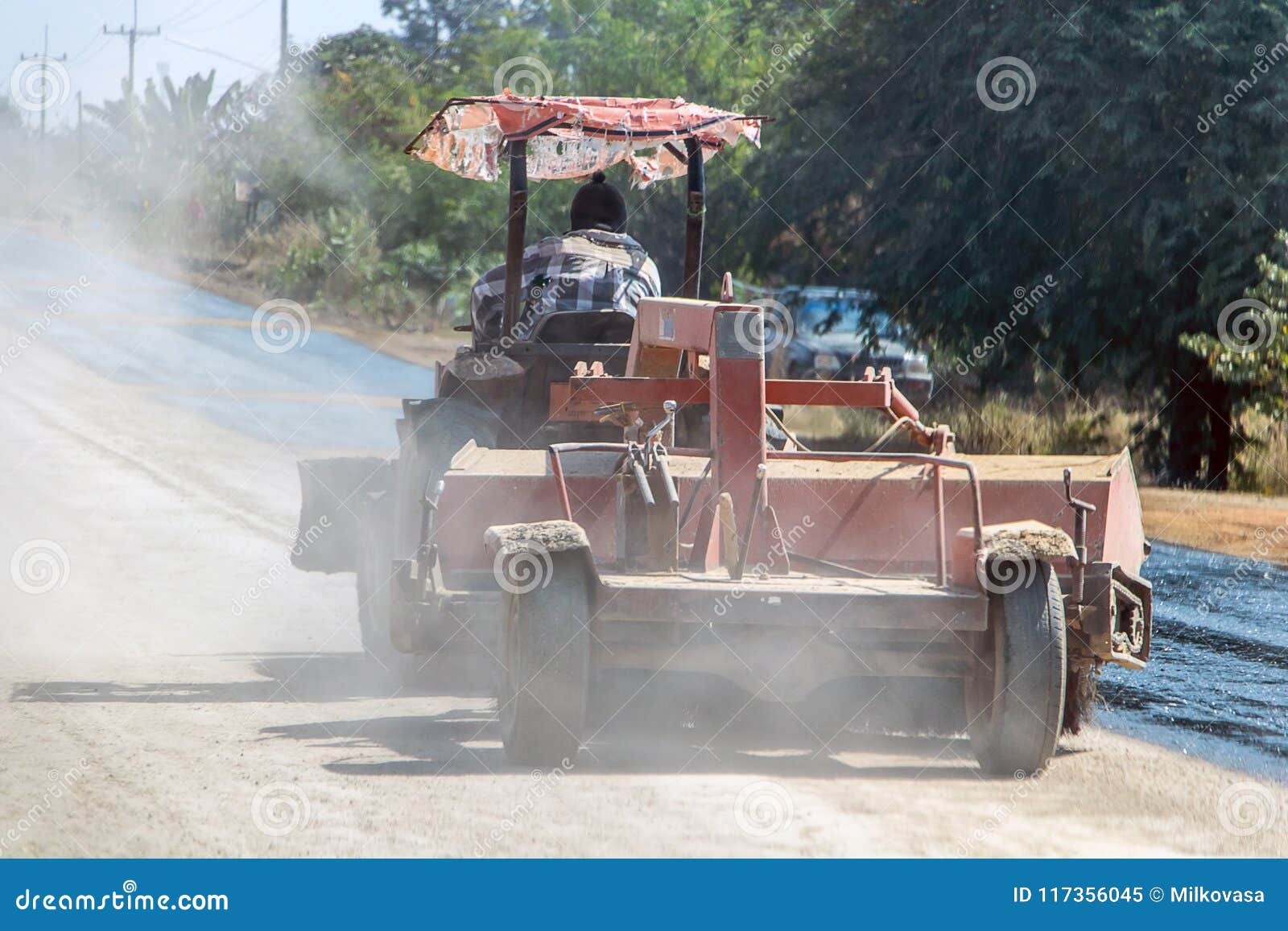 The Construction Machine is Working on Road Surface Stock Image - Image ...