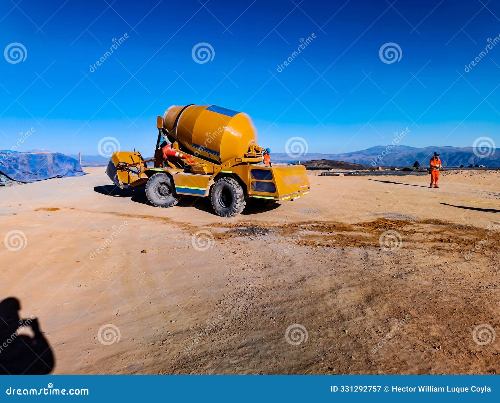 Construction Machinery and Concrete Works in Mining Stock Image - Image ...
