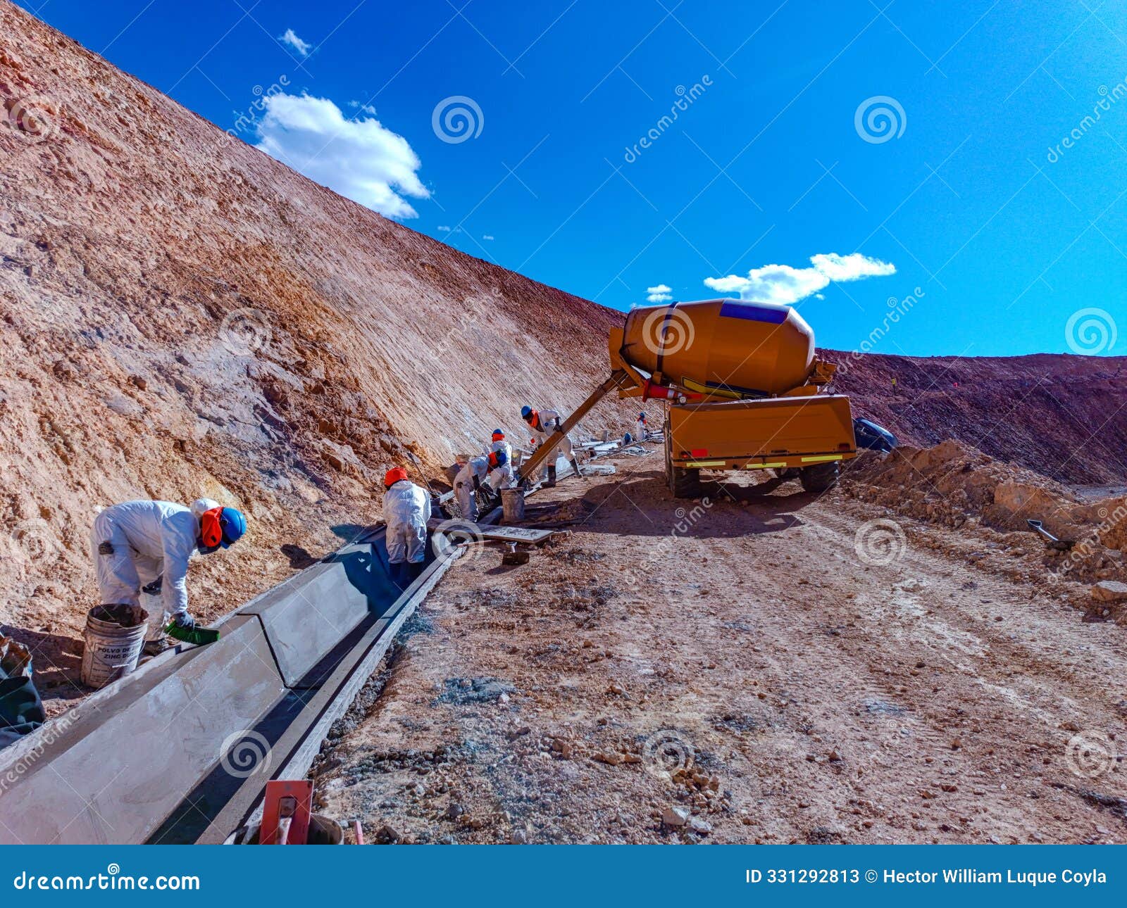 Construction Machinery and Concrete Works in Mining Stock Image - Image ...