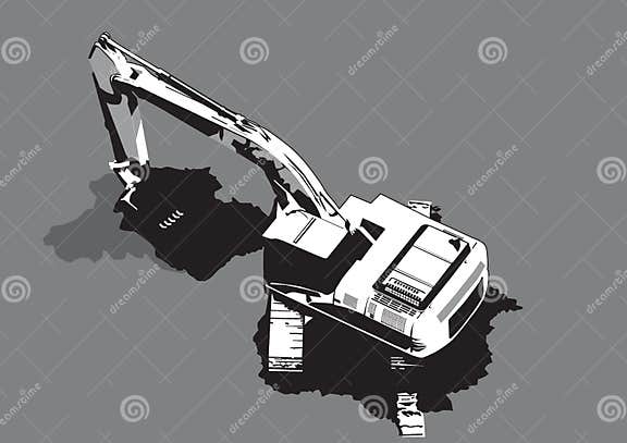 Construction Machinery Digging Vector Stock Vector - Illustration of ...