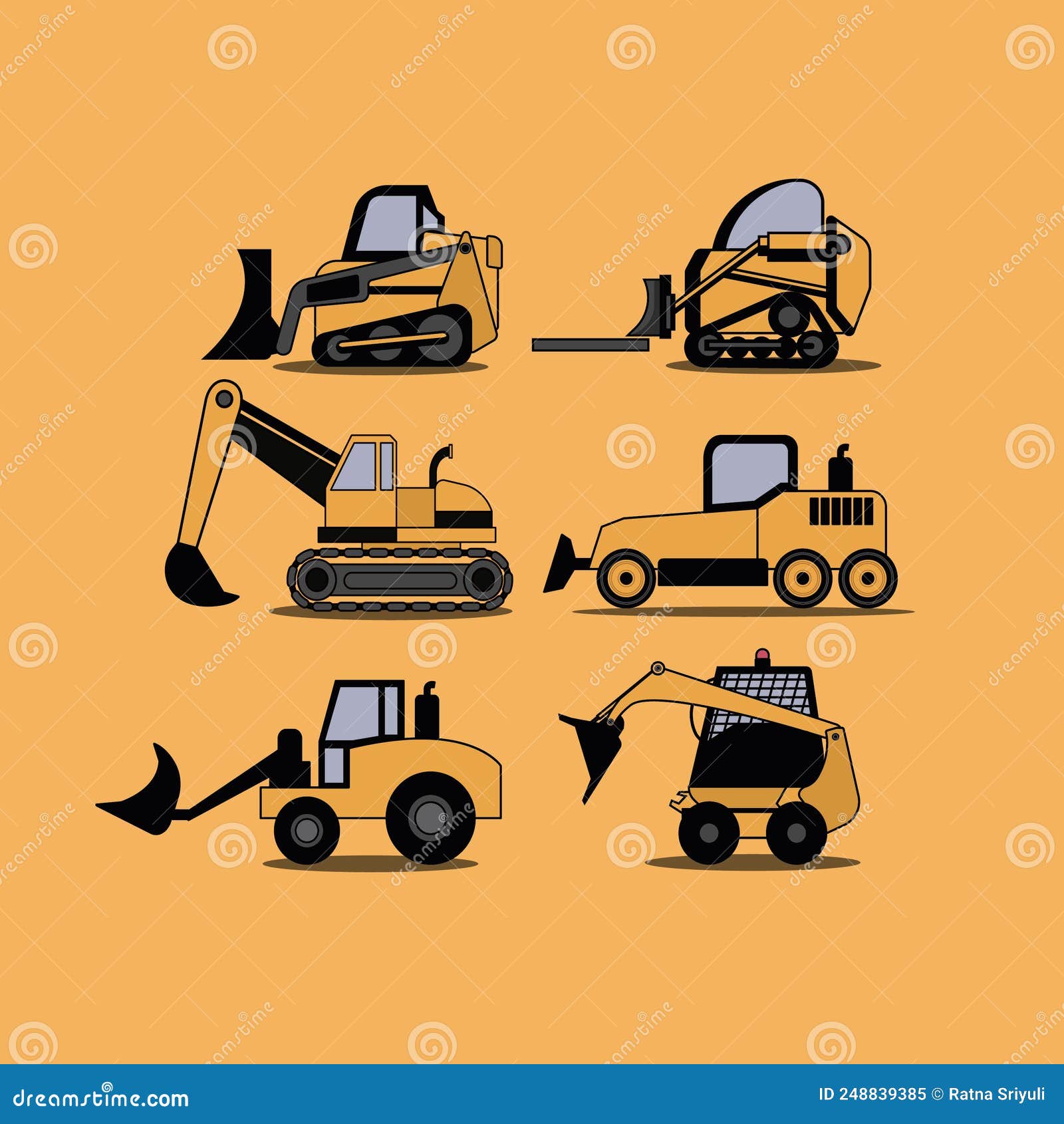 Construction Machinery Icons Vector Set Stock Vector - Illustration of ...