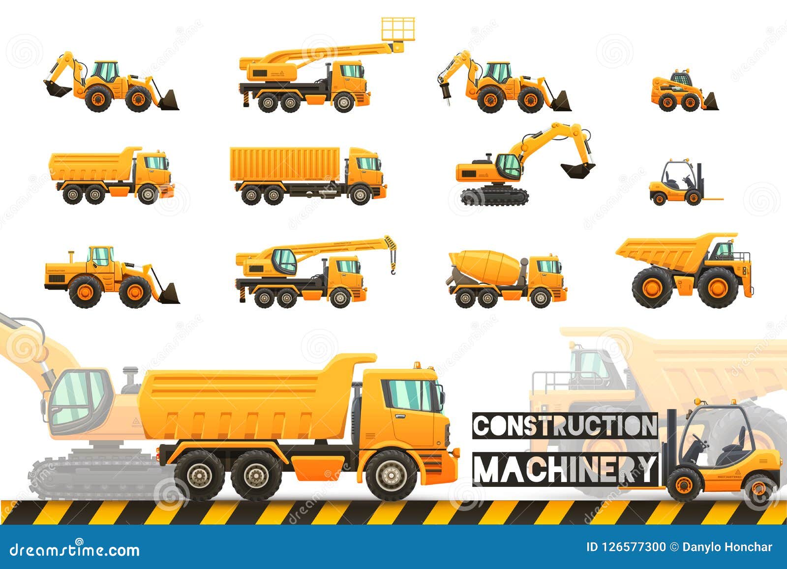 Construction Equipment Set. Vector Eps10 Isolated Illustrations. Stock ...