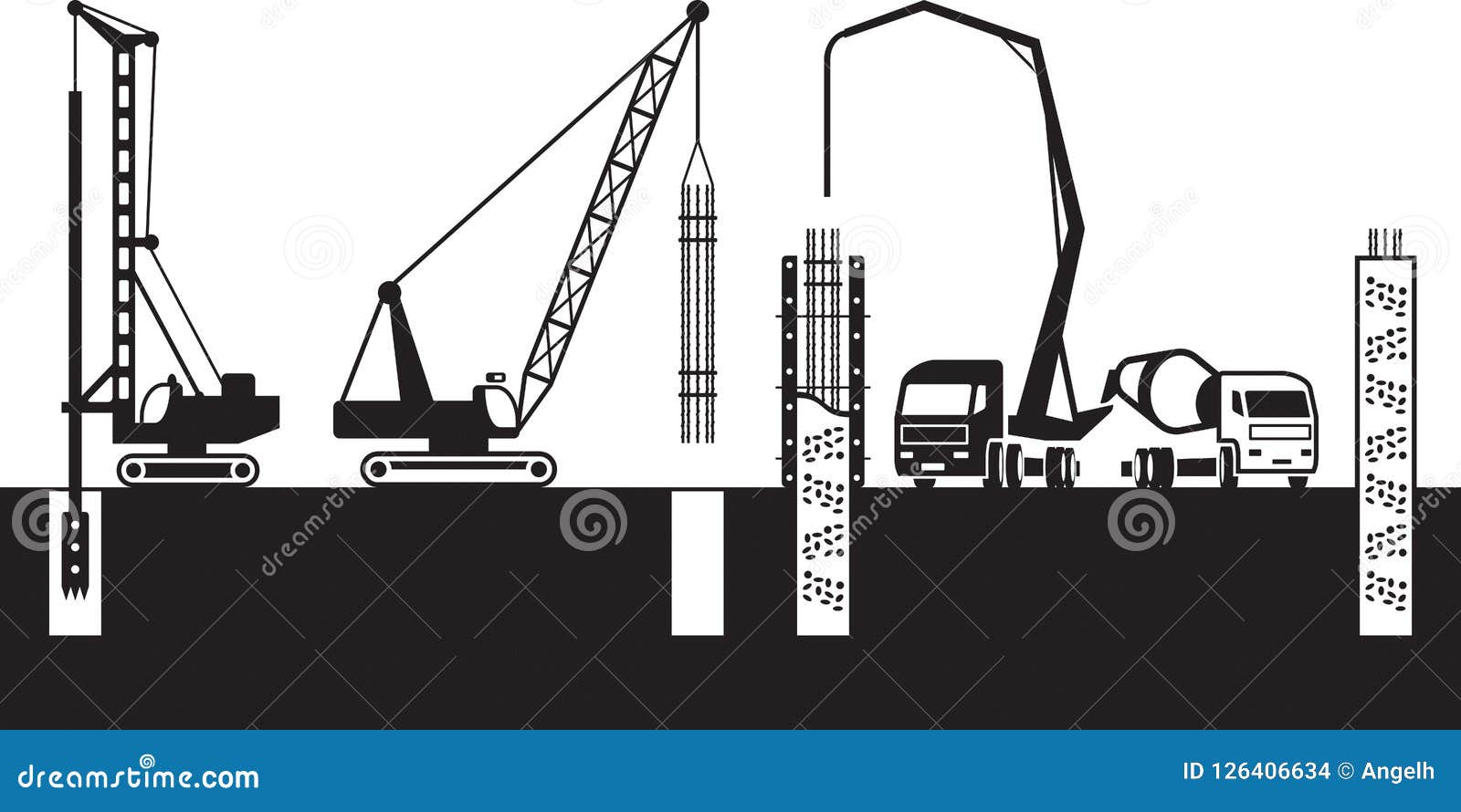 Construction Of Foundations Of A Building Cartoon Vector ...