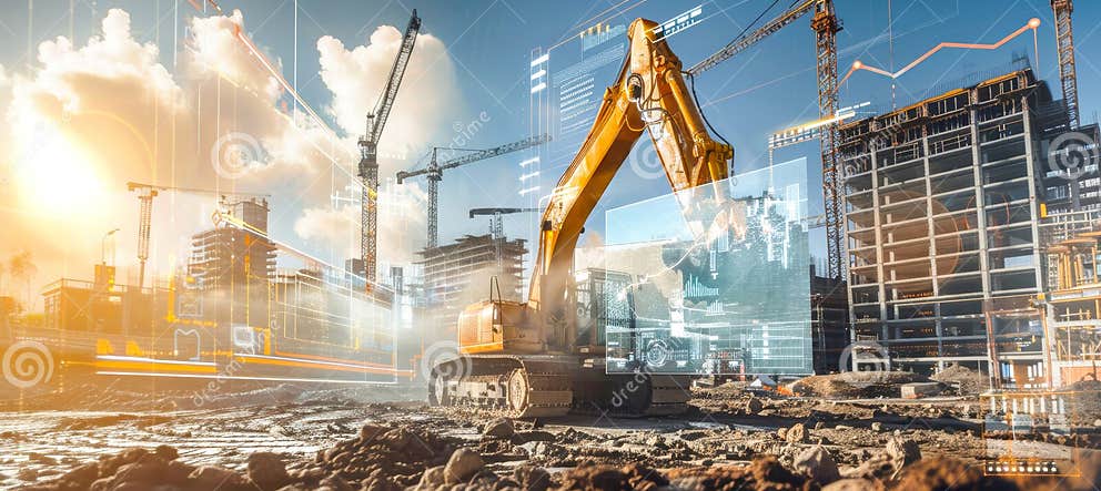Construction Machinery Operates on a Busy Site with Augmented Reality ...