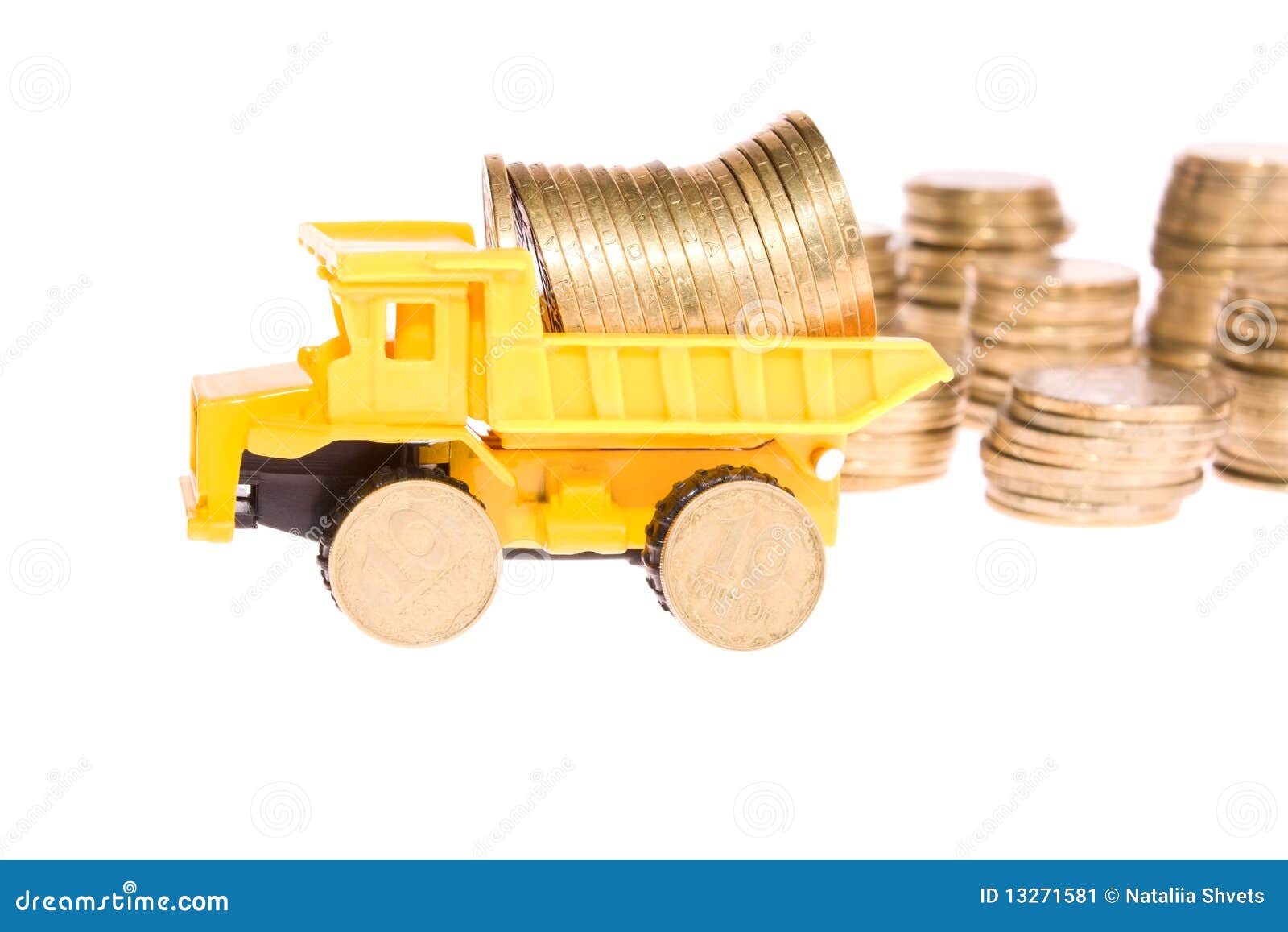 Construction Machinery Over a Lot of Golden Coins Stock Image - Image ...