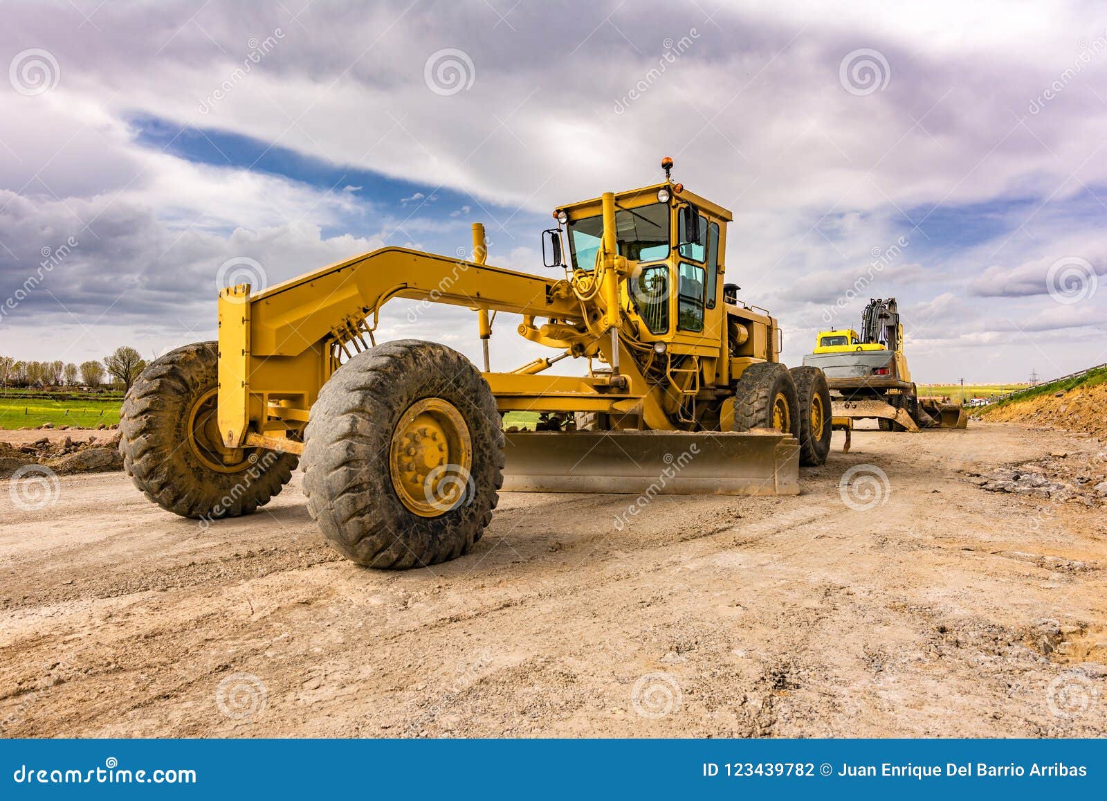 Construction Machinery for a Road in Spain Stock Photo - Image of ...
