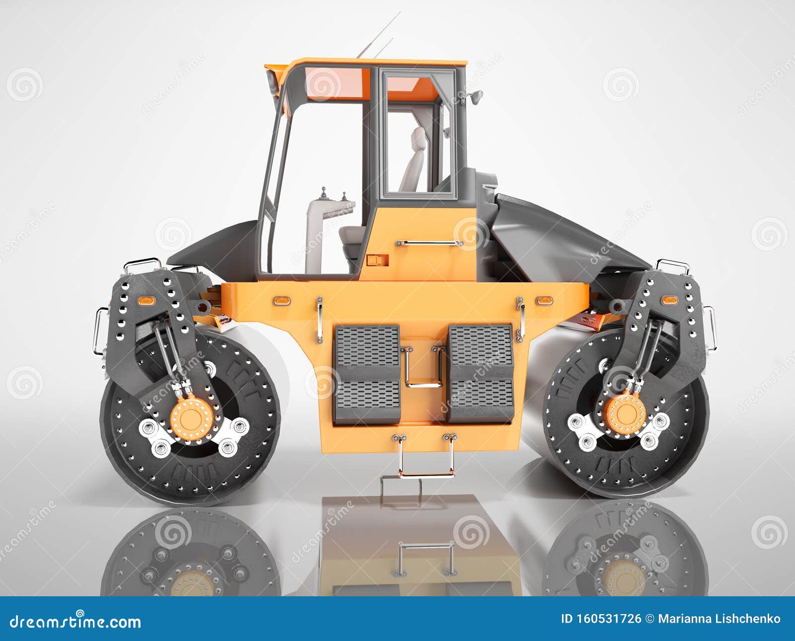 Construction Machinery Road Roller Two Rolls Side View 3D Render on ...