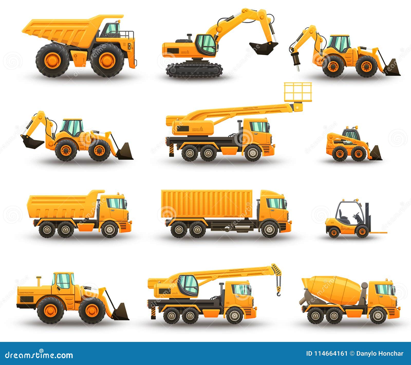 Construction machinery set stock vector. Illustration of industry ...