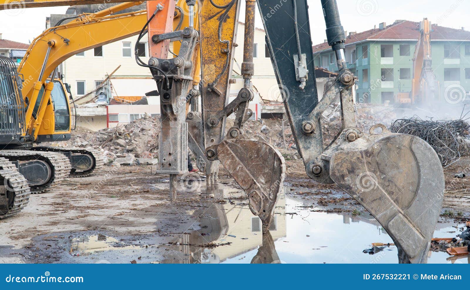 Construction Machinery in Construction Site. Excavator and Other Heavy ...