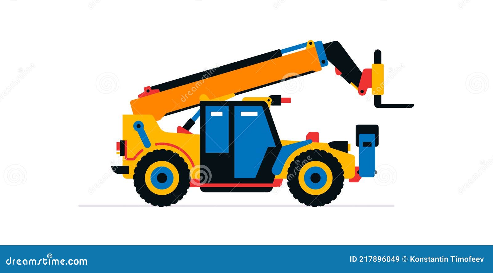 Telehandler With Bucket Cartoon Vector | CartoonDealer.com #76017167