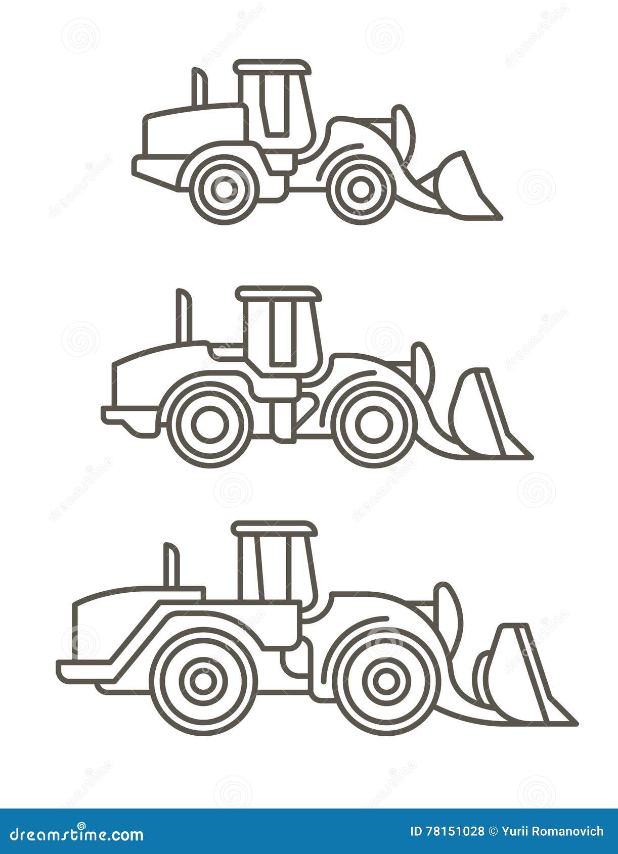 Construction Machinery: Wheel Loaders Stock Vector - Illustration of ...