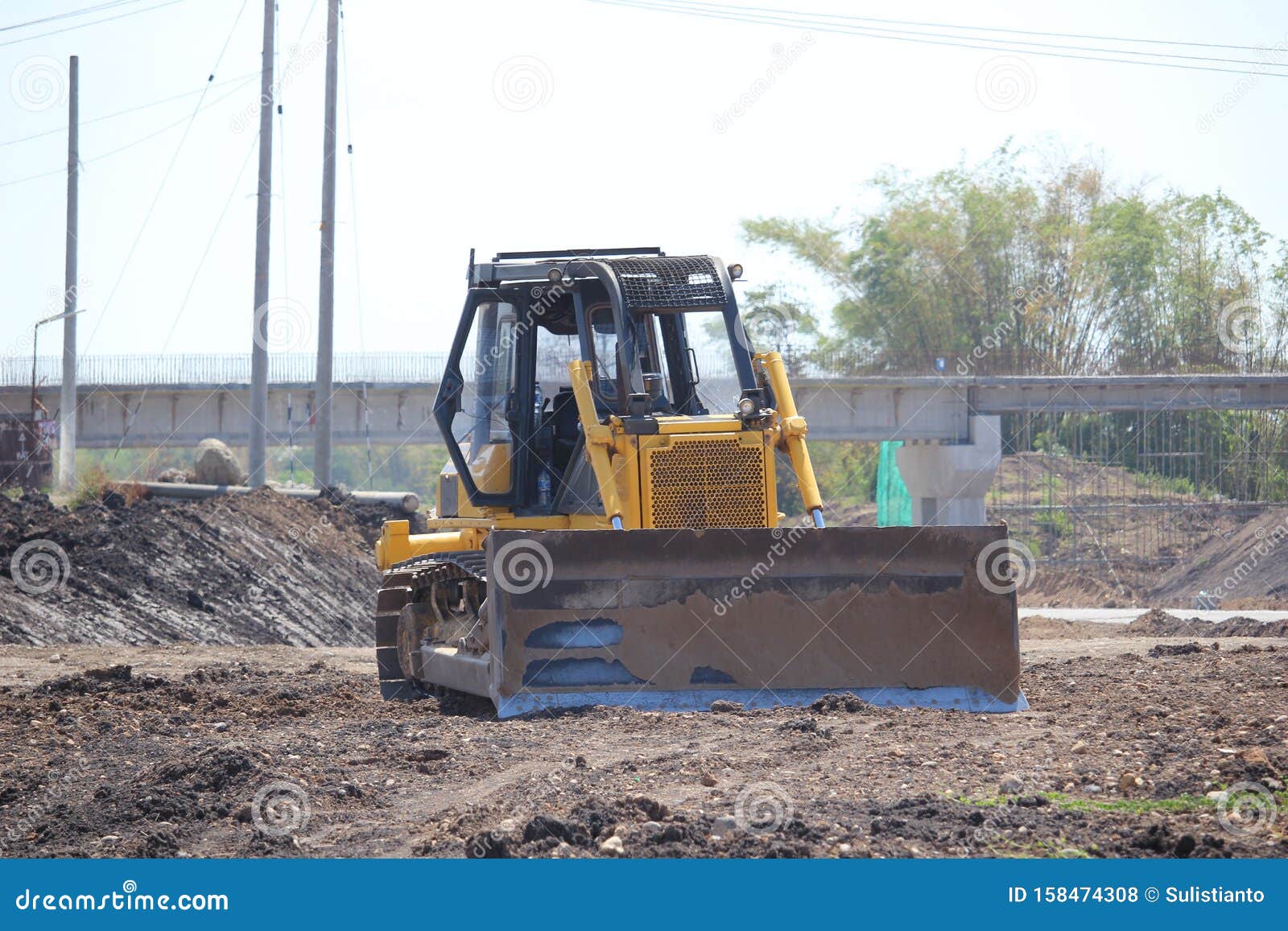 Bulldozer Construction Machinery is Working on Road Projects and ...
