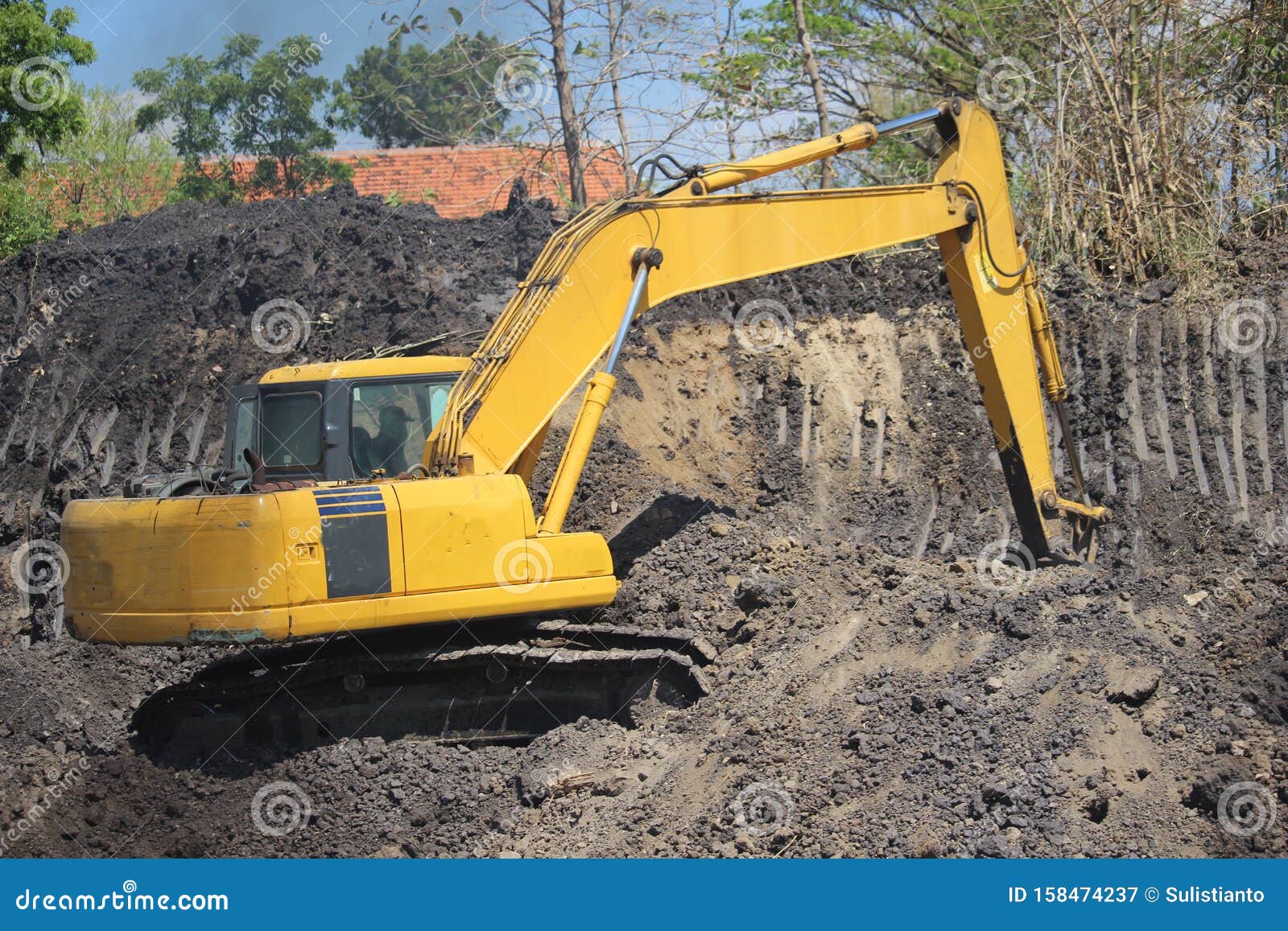 Excavator Construction Machinery is Working on Road Projects and ...