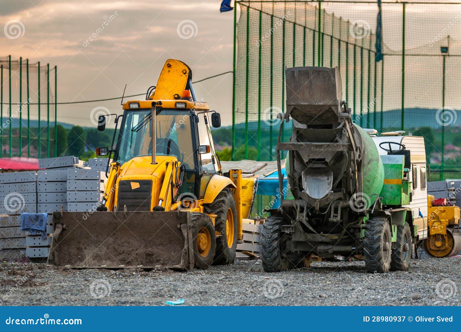 Construction Machines with Beautiful Lights Stock Image - Image of ...