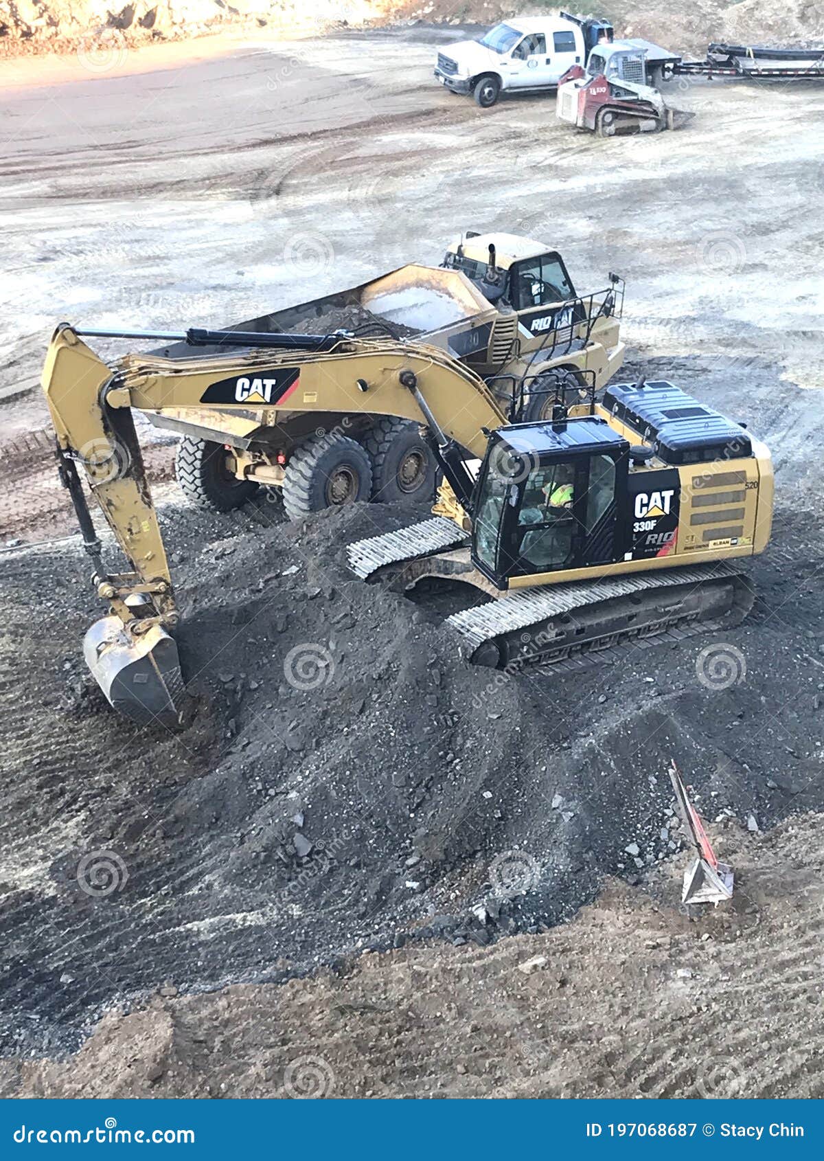 Construction Machines Hard at Work on the Landscape Editorial ...