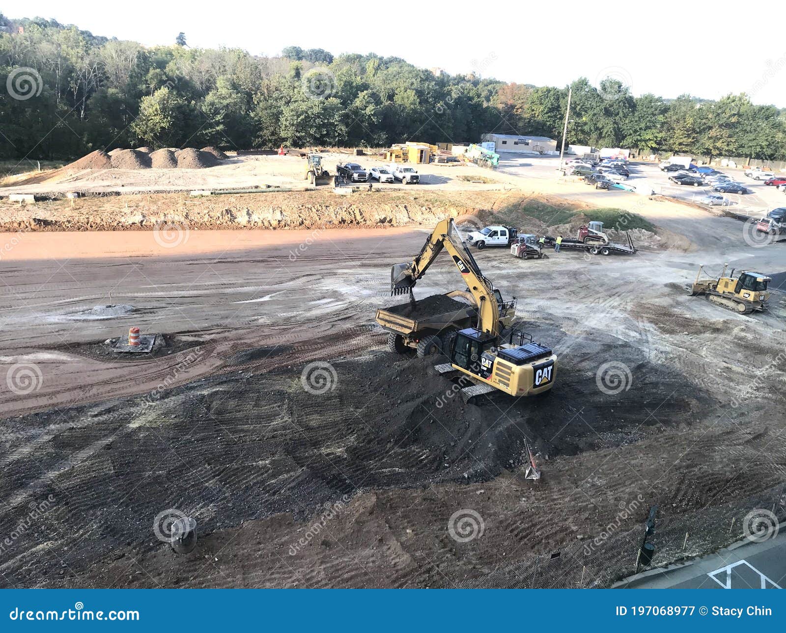 Construction Machines Hard at Work on the Landscape Editorial ...