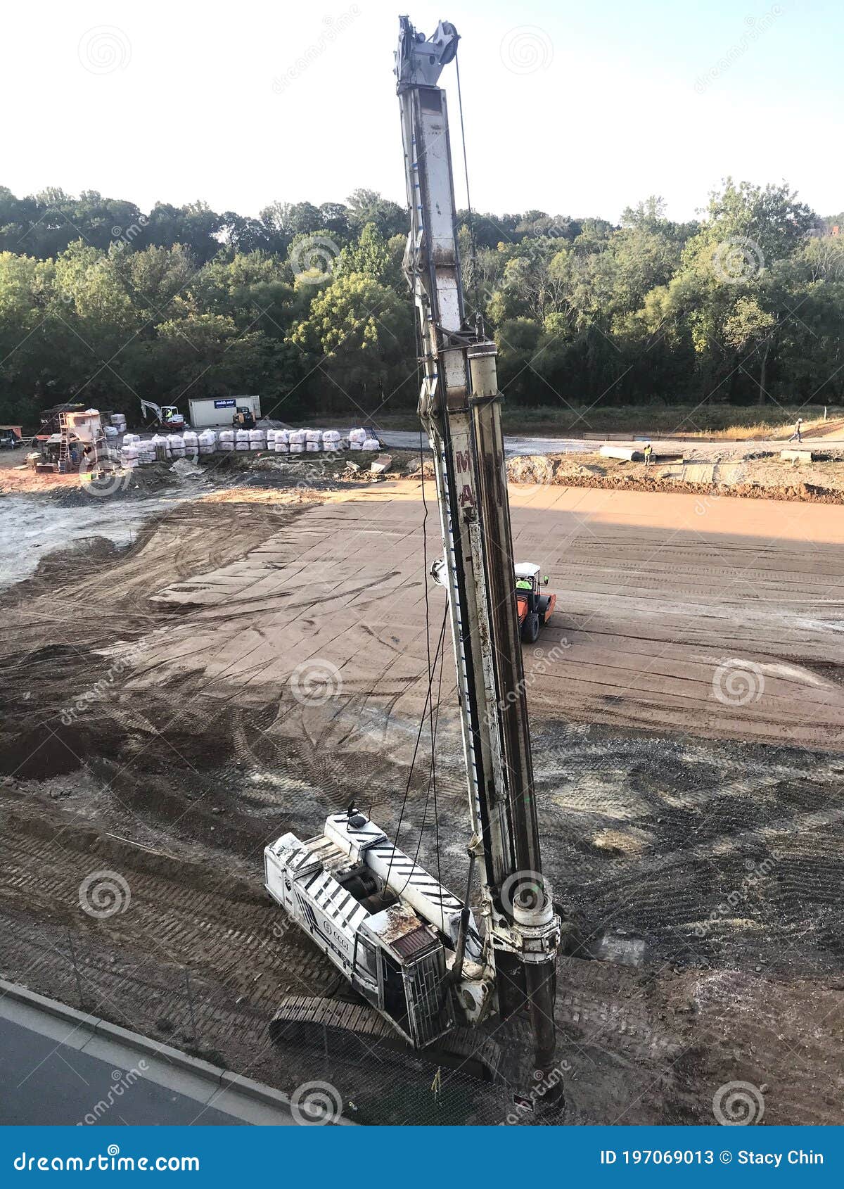 Construction Machines Hard at Work on the Landscape Editorial Stock ...