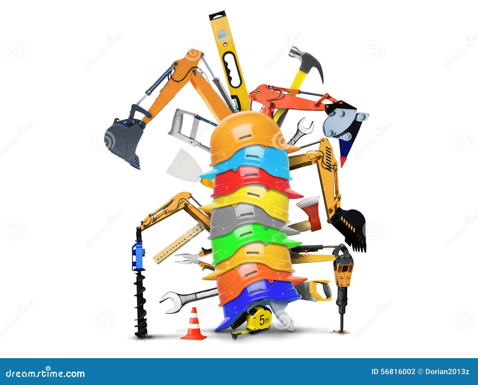 Construction Machines and Tools Stock Illustration - Illustration of ...