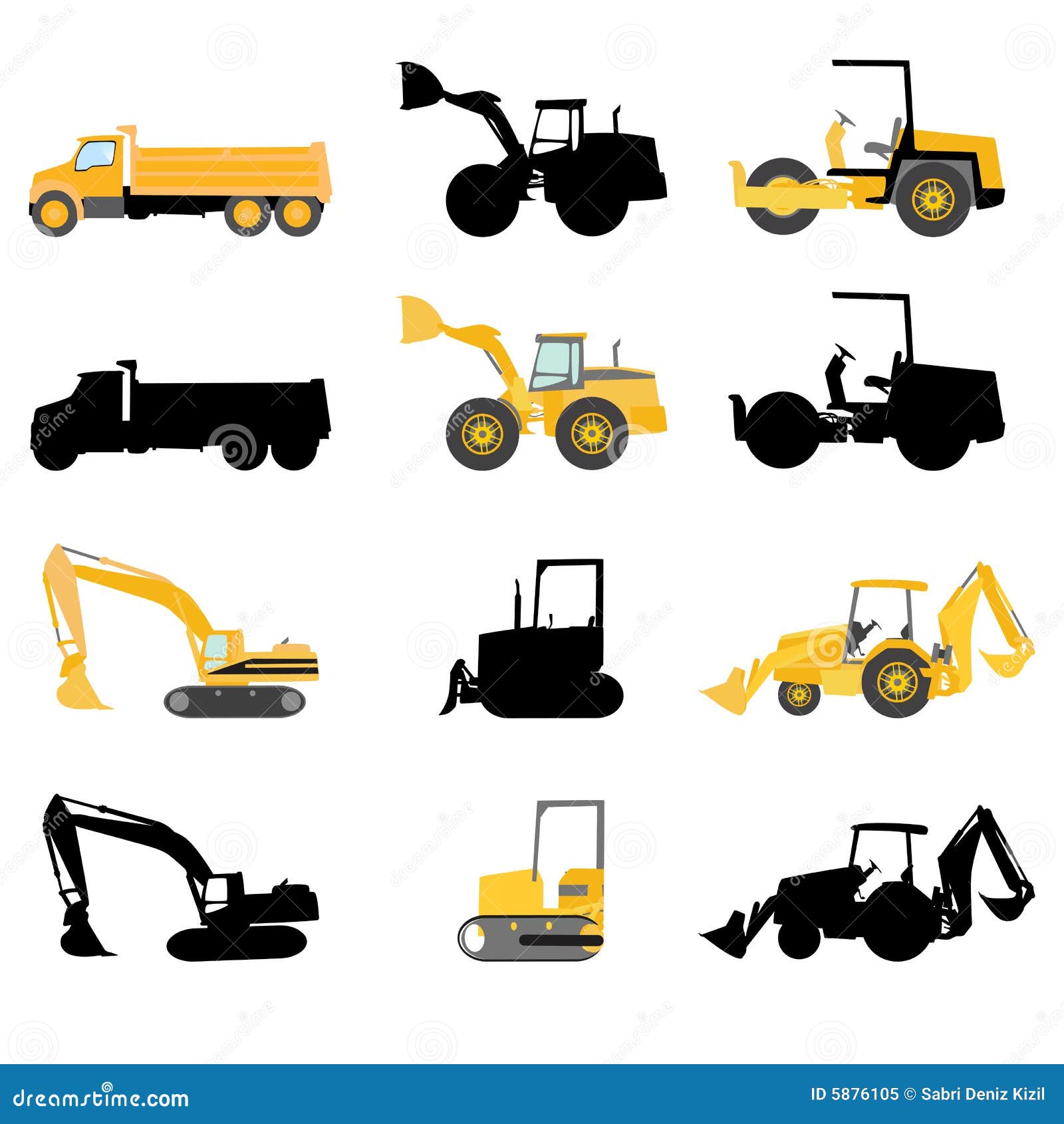 Construction Machines Vector Stock Vector - Illustration of machinery ...