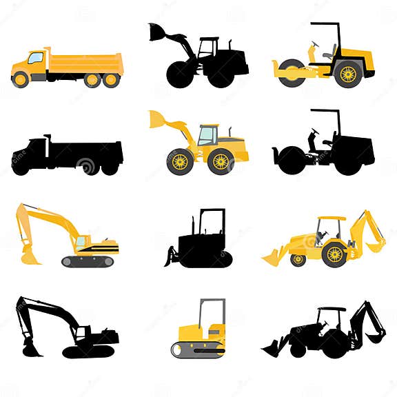 Construction Machines Vector Stock Vector - Illustration of machinery ...