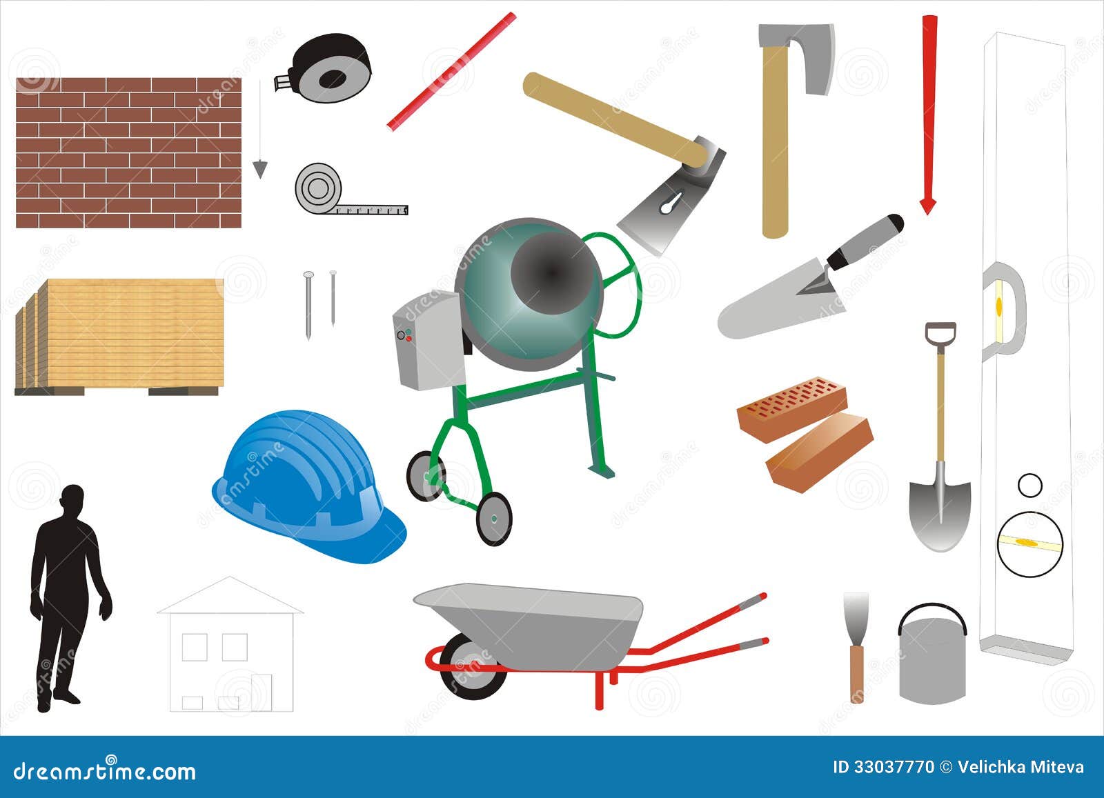 Construction & Maintenance Stock Illustration - Illustration of trowel ...