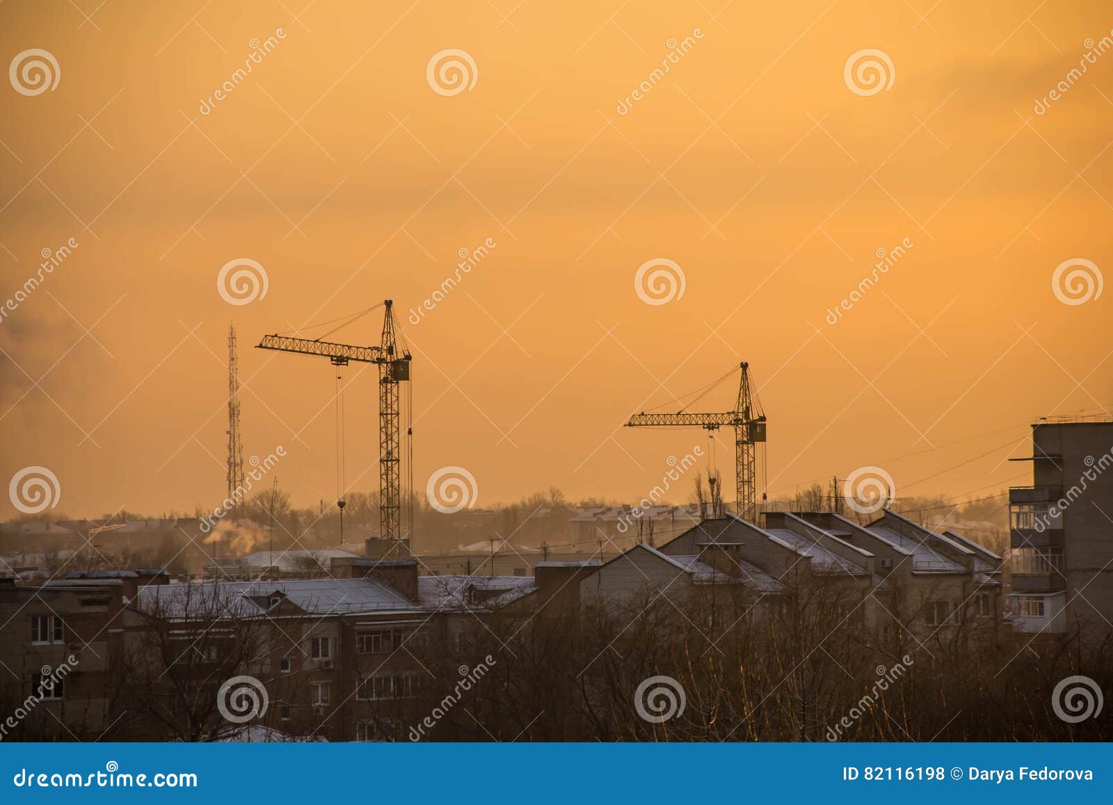 Construction of a Major Housing Project at Sunset Stock Photo - Image ...