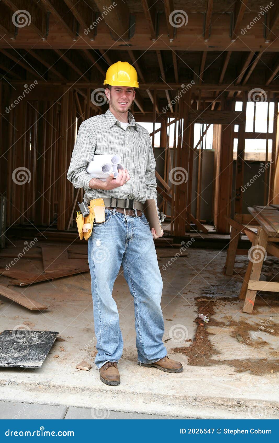 Construction Man stock image. Image of hardhat, house - 2026547
