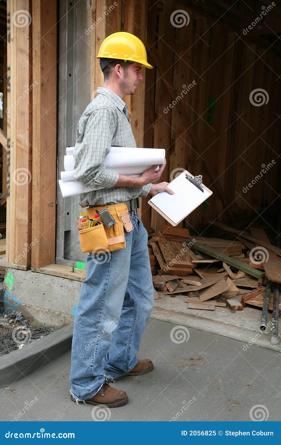 Construction Man stock image. Image of blueprints, male - 2056825