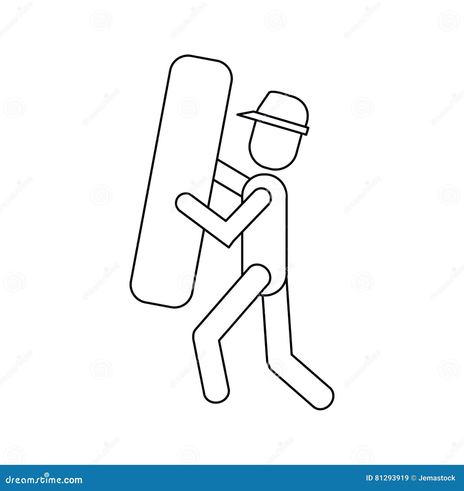 Construction Man Element Work Outline Stock Vector - Illustration of ...