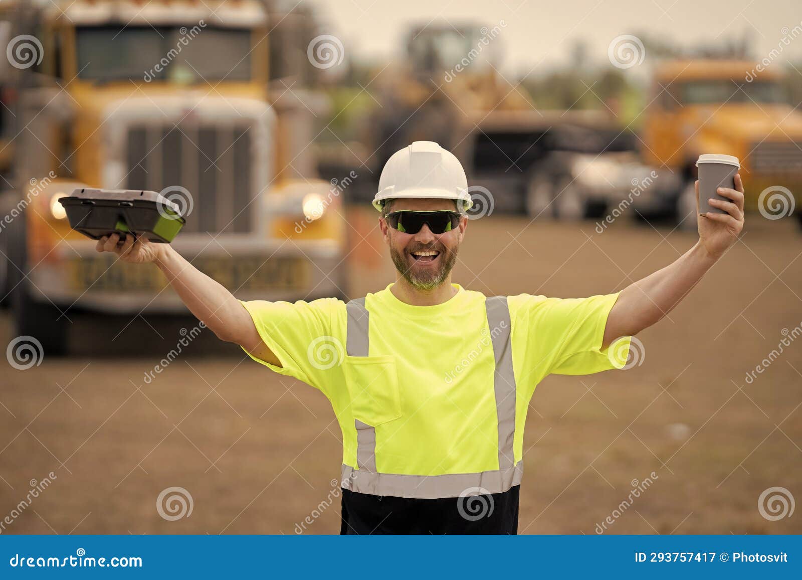 Construction Man Engineer Supervisor at Building Construction Area ...