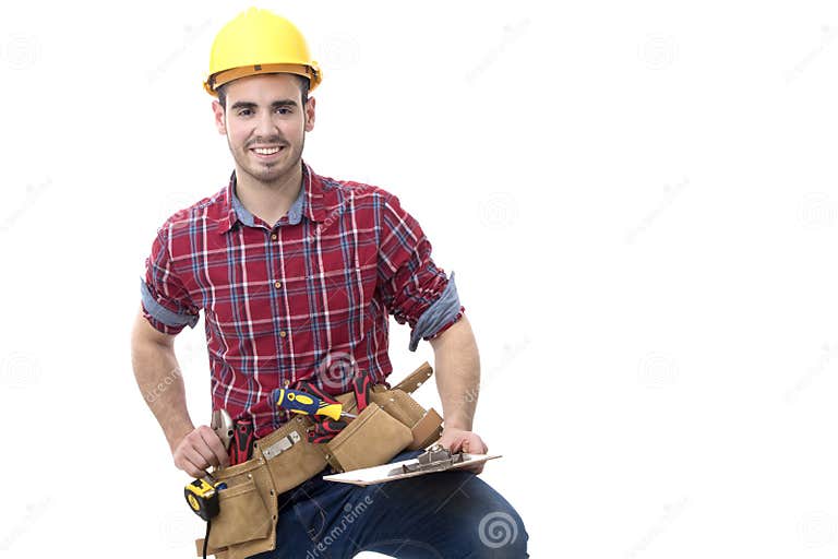 Construction Man Isolated, Buider Stock Photo - Image of builder, build ...