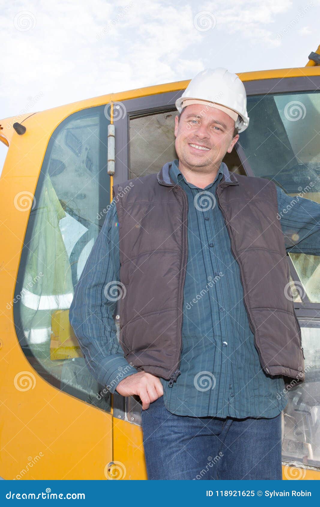 Construction Man Manager Standing on Building Site Stock Image - Image ...