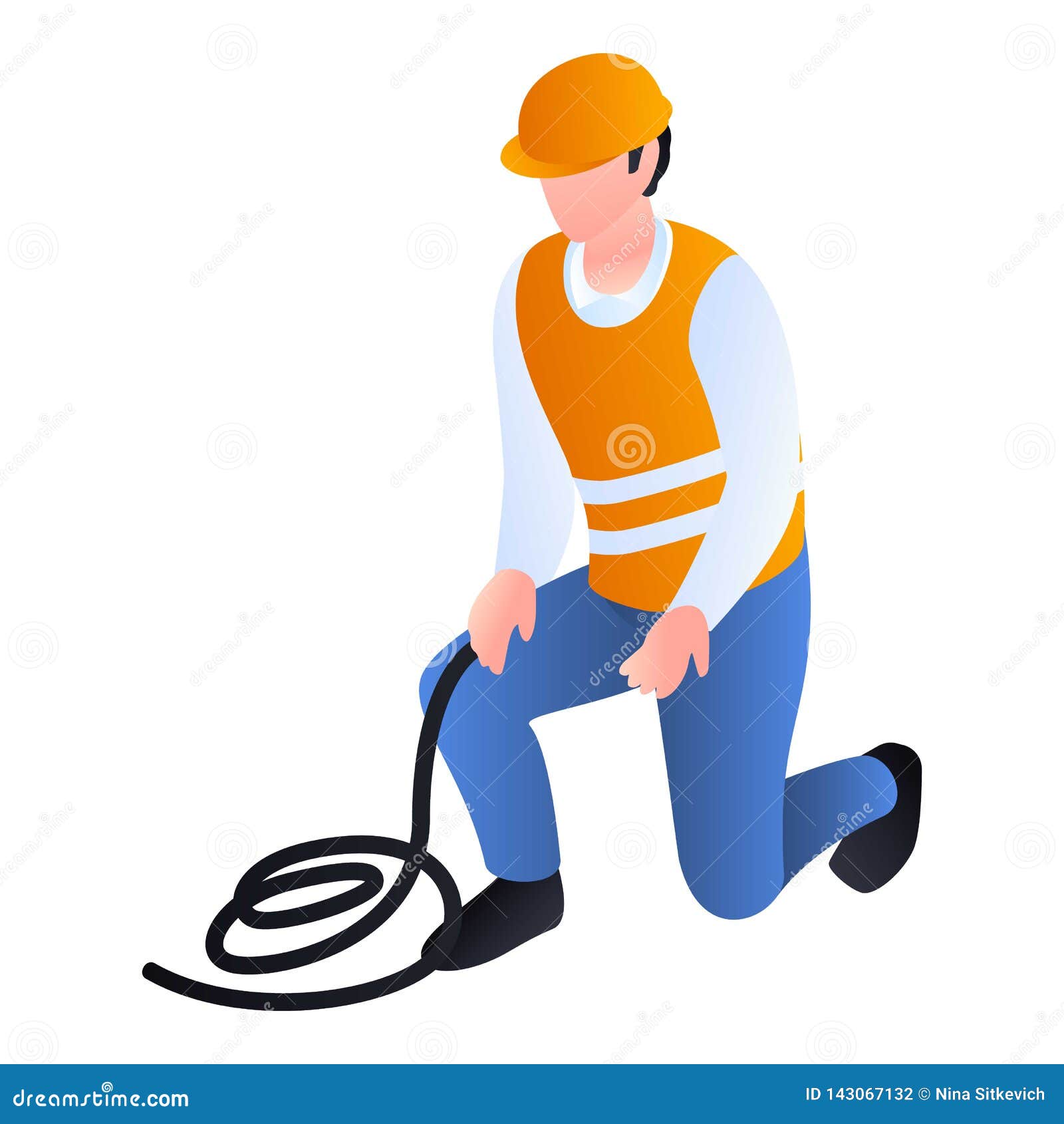 Construction Man with Rope Icon, Isometric Style Stock Vector ...