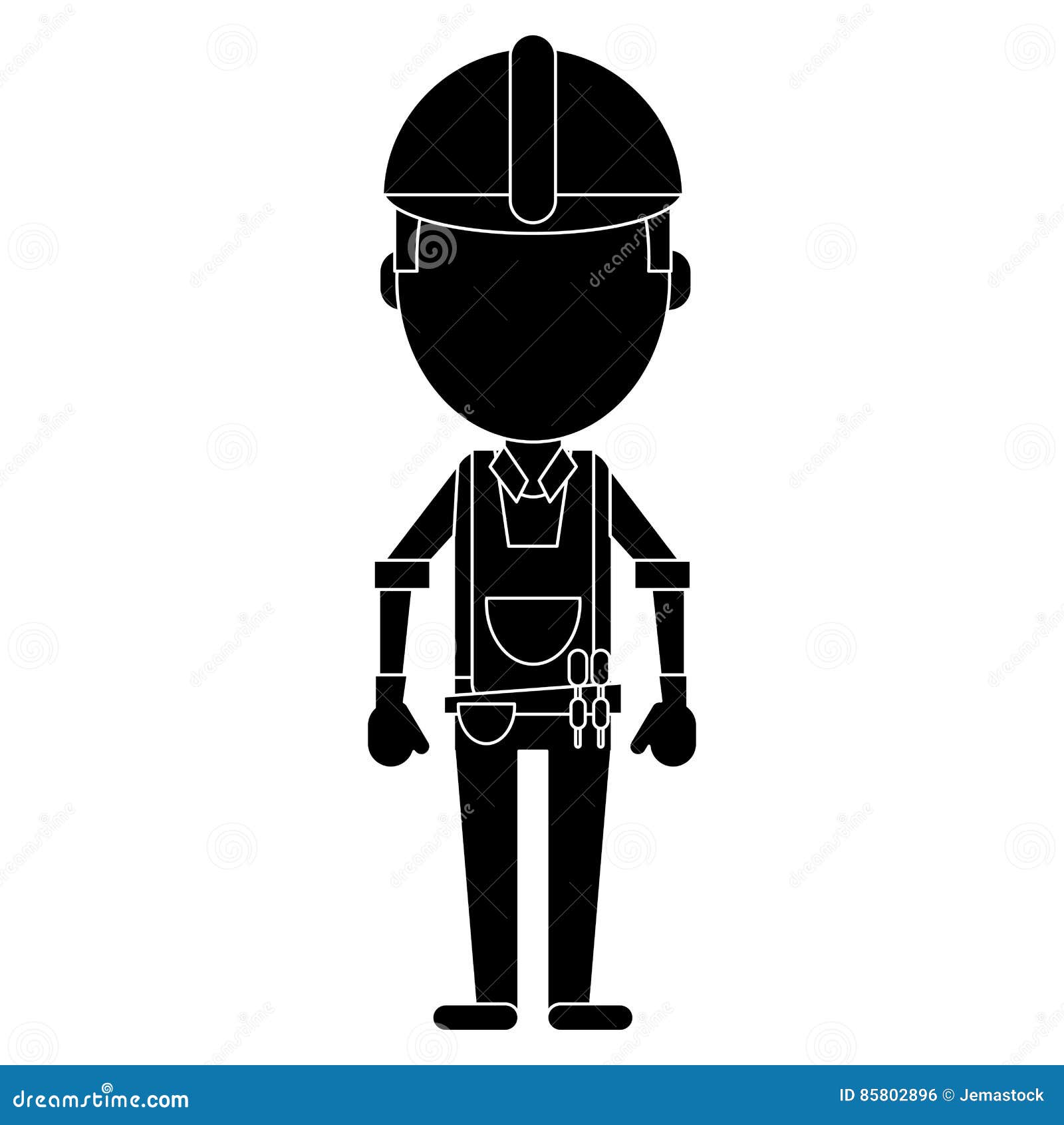 Construction Man with Tool Belt Pictogram Stock Vector - Illustration ...