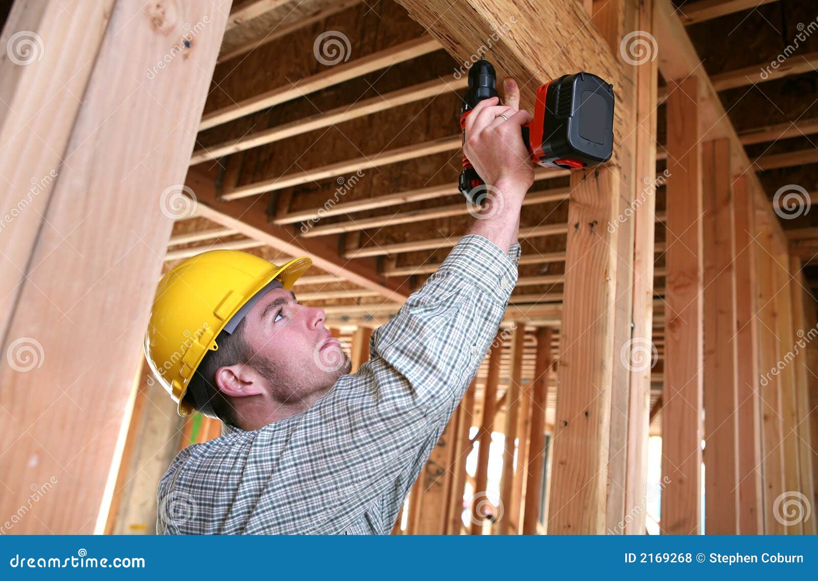 Construction Man Using Drill Stock Photo - Image of handy, work: 2169268