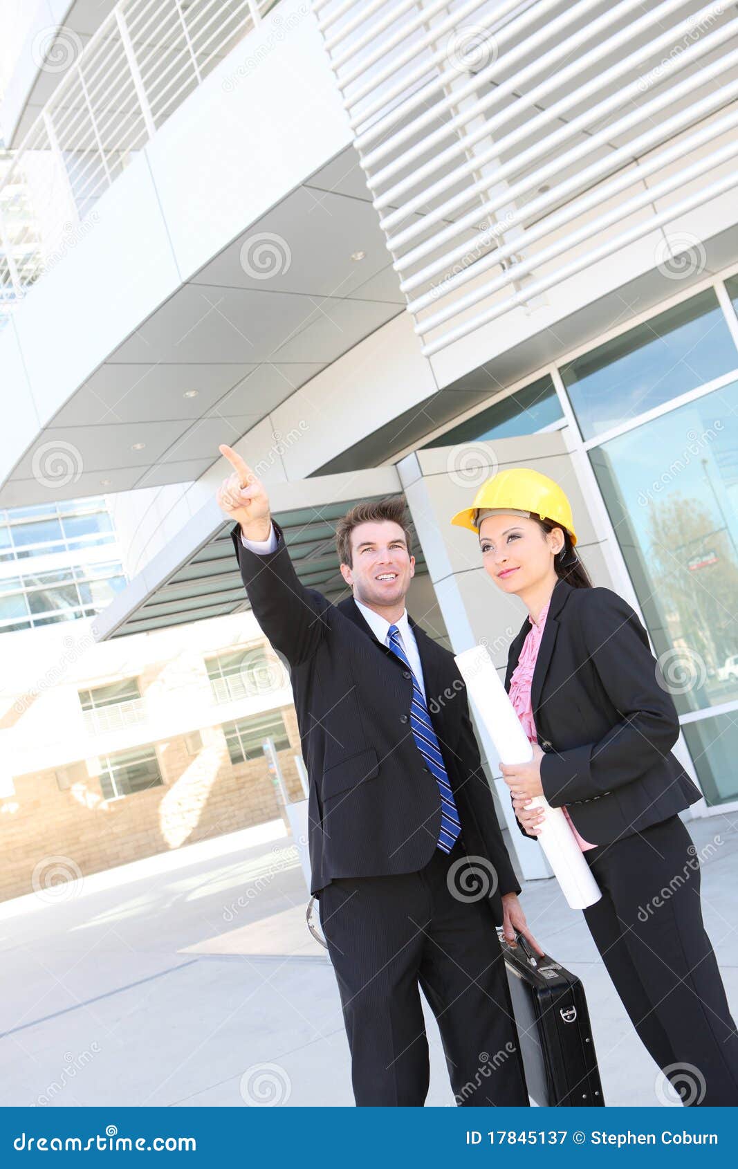 Construction Man and Woman Team Stock Image - Image of male, foreman ...