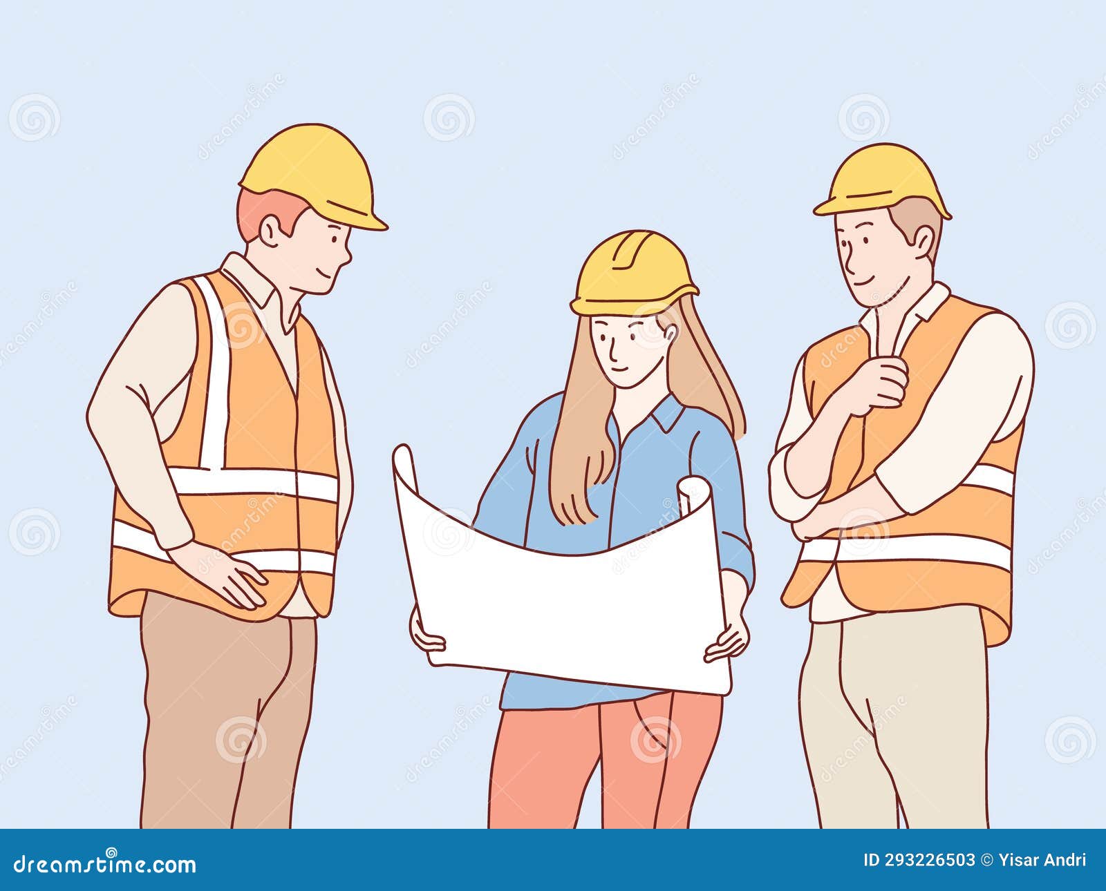 Construction Collaboration Architects, Engineers, Blueprint, Team On ...
