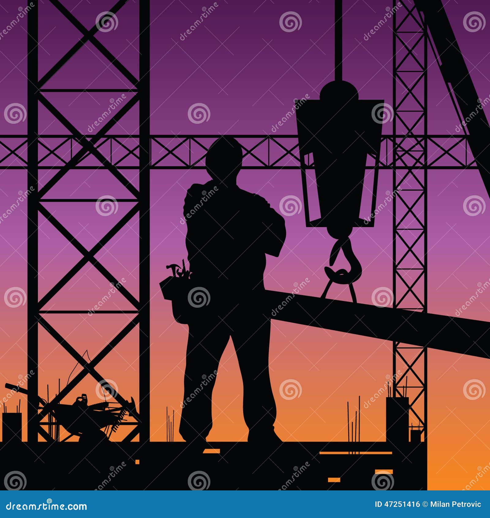 Construction Man on Work Vector Stock Vector - Illustration of lifting ...
