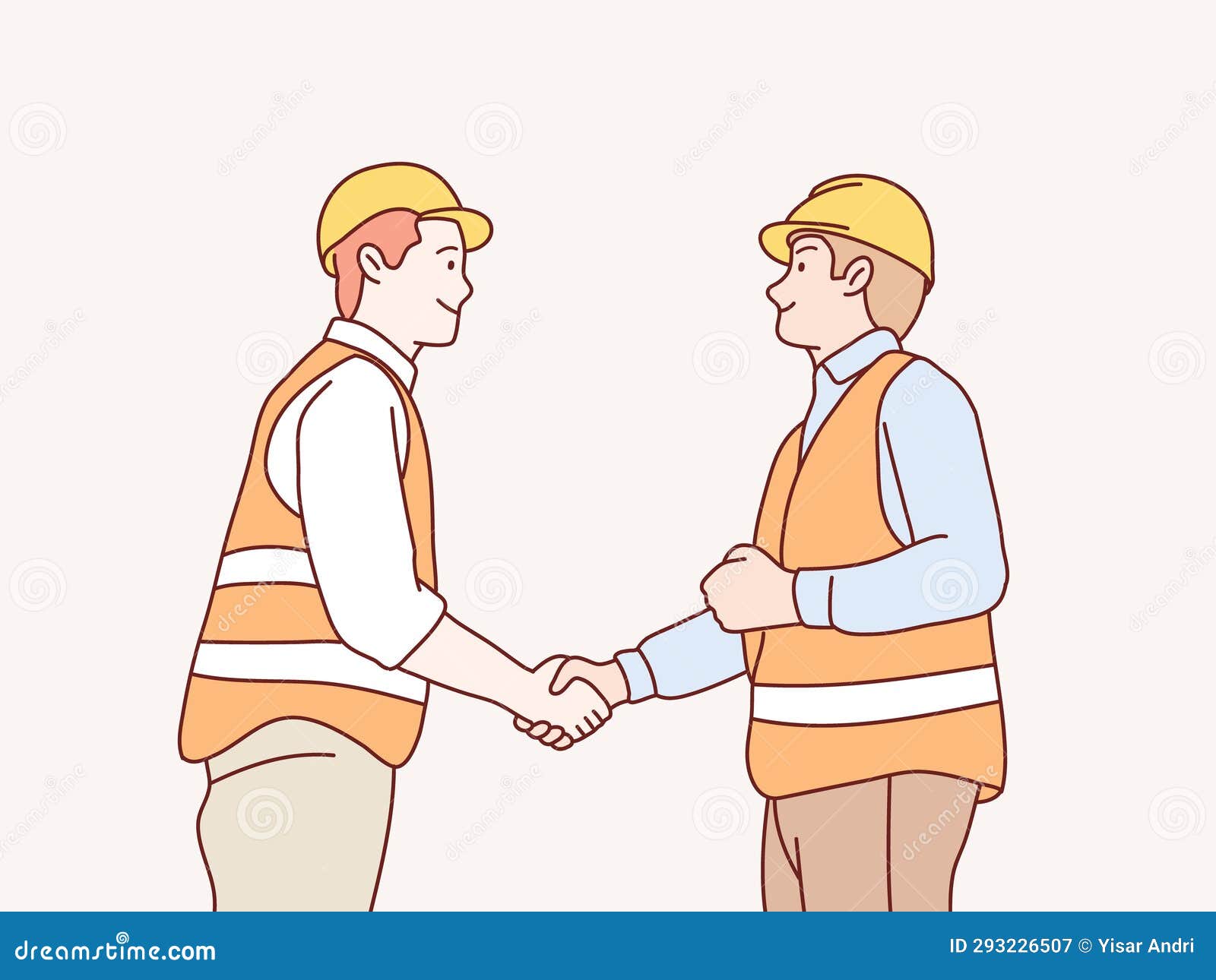 Construction Man Workers and Businessman Teamwork Shake Hands Cooperate ...