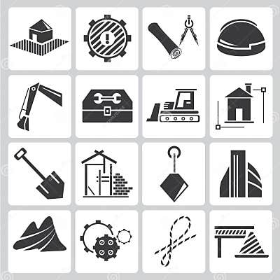 Construction Management Icons Stock Illustration - Illustration of ...