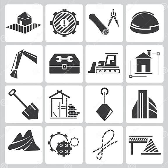 Construction Management Icons Stock Illustration - Illustration of ...
