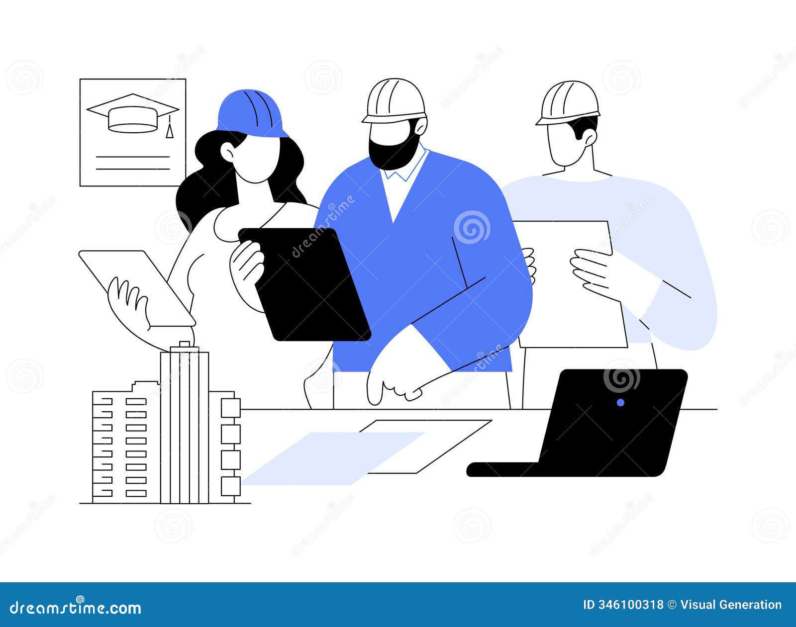 Construction Management Isolated Cartoon Vector Illustrations. Stock ...